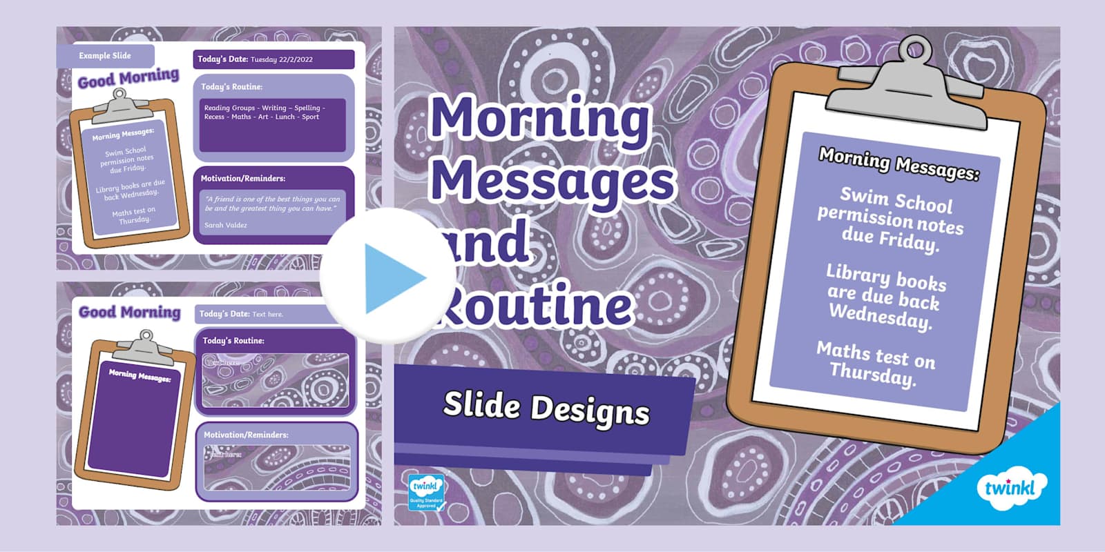 Editable Morning Messages and Routine: Aboriginal Art Slide Designs