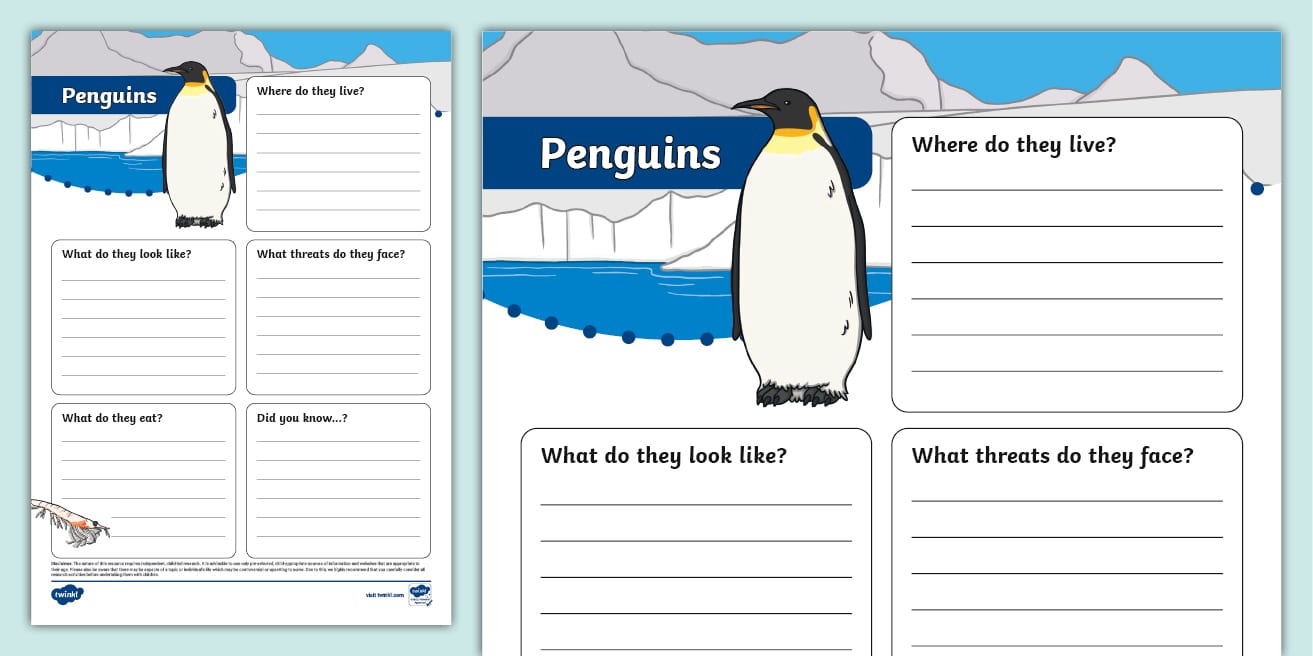 Penguins Fact File Template, Penguin Facts
