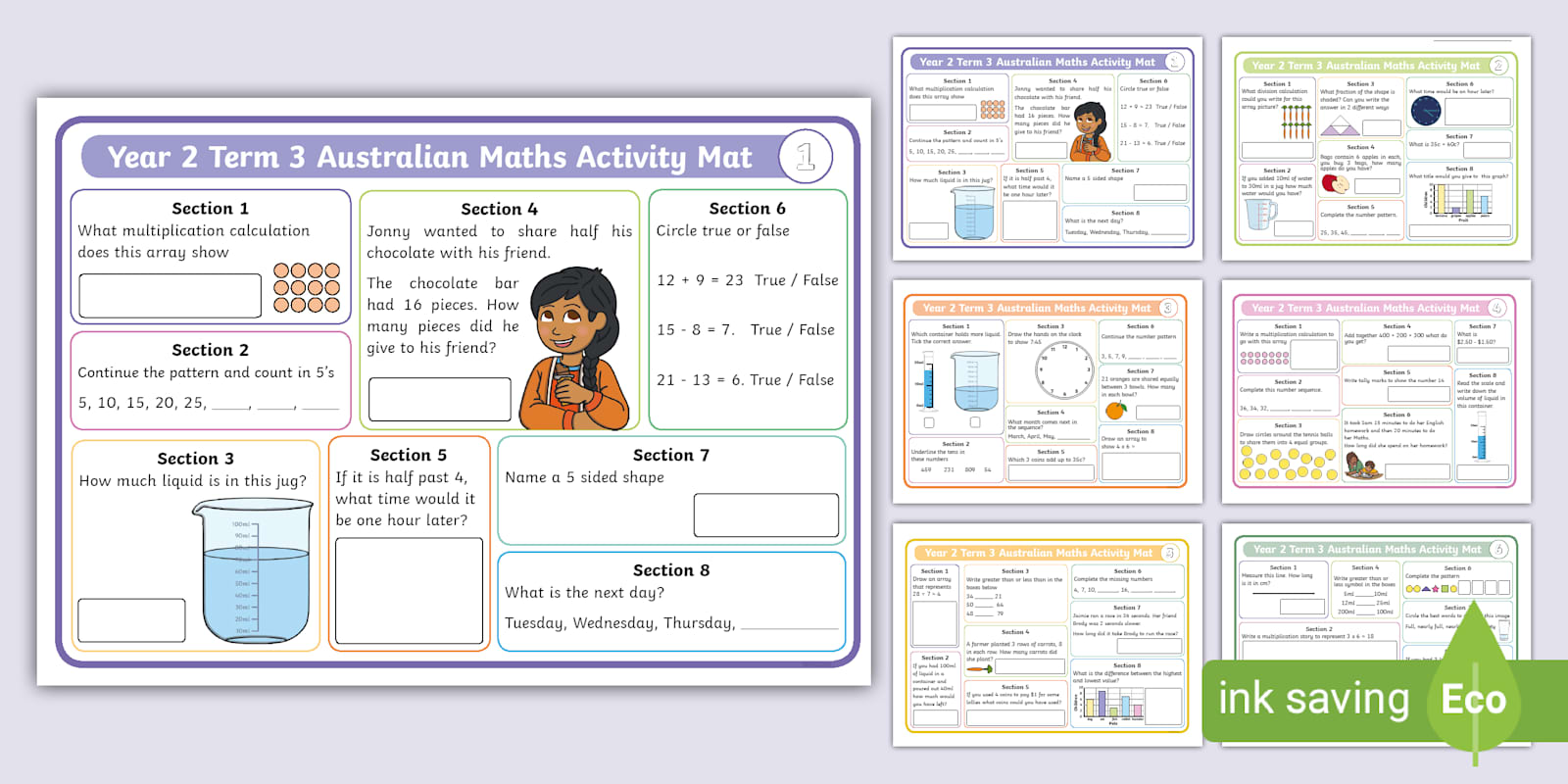 Year 2 Term 3 Australian Maths Activity Mats