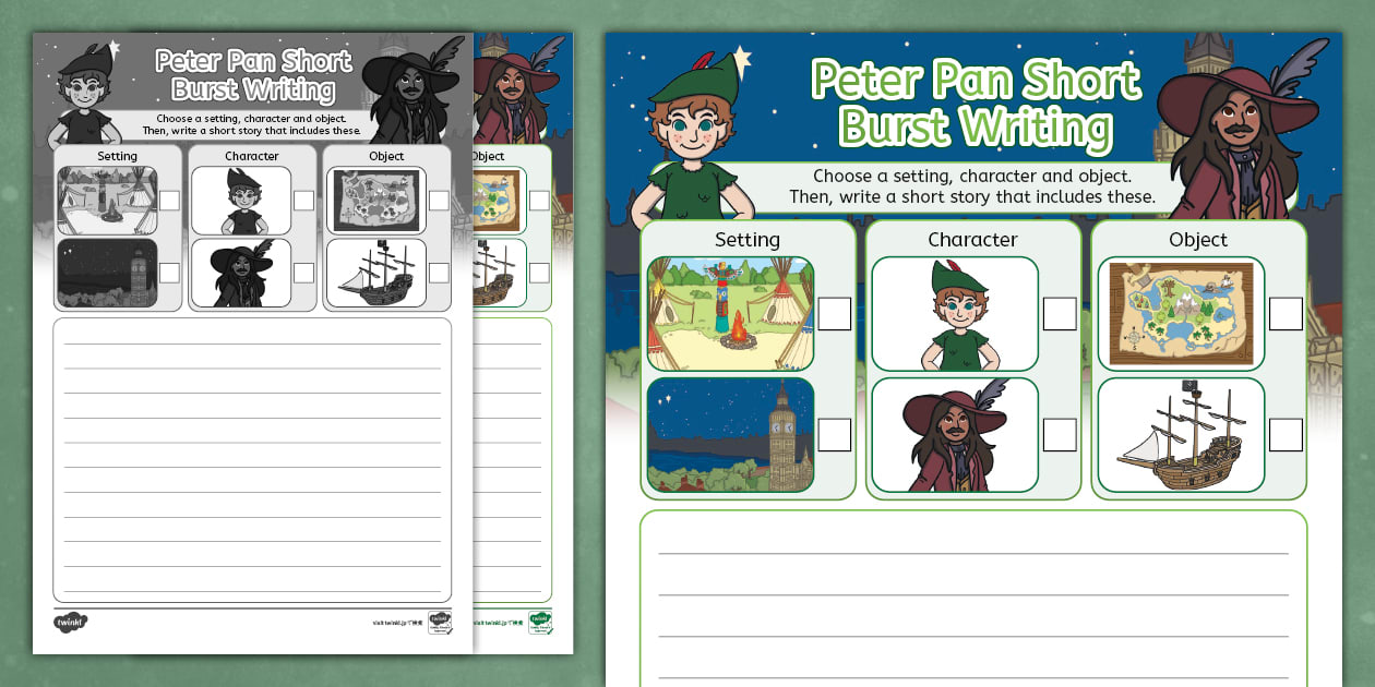 Peter Pan Short Burst Writing Template