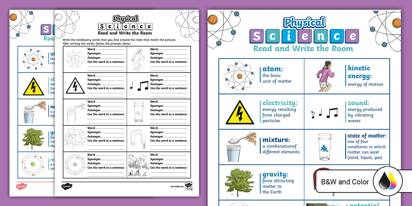 Tier 3 Vocabulary Read and Write the Room: Physical Science for 3rd-5th ...