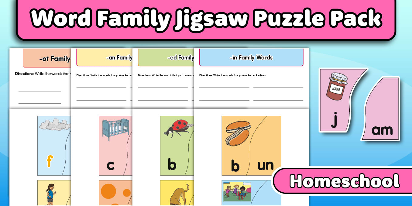 Homeschool Word Family Jigsaw Puzzle Pack With Parent/Carer Guidance