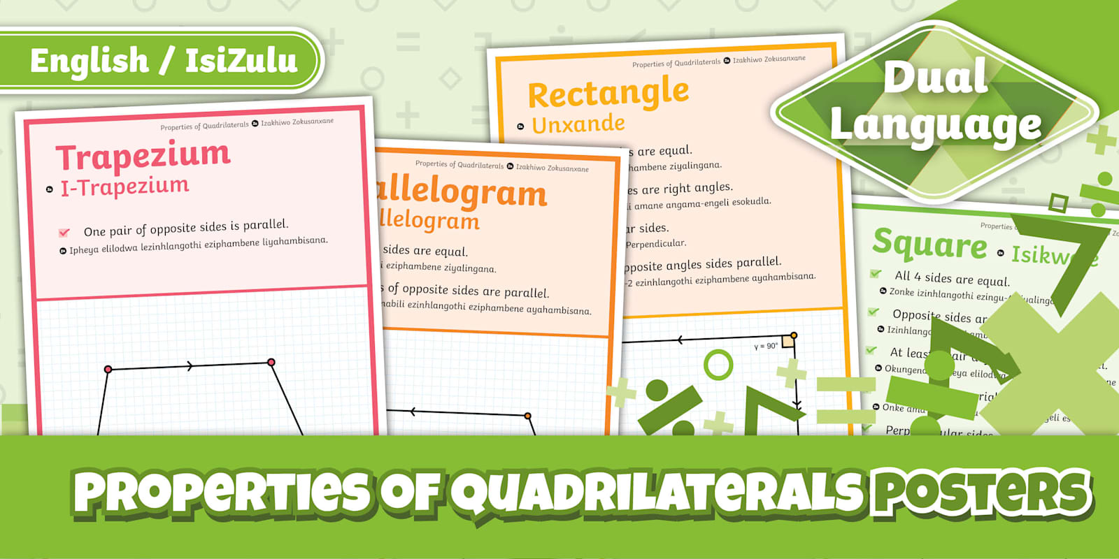 Grade 7 Maths - Term 2 -Properties of Quadrilaterals - Posters ...