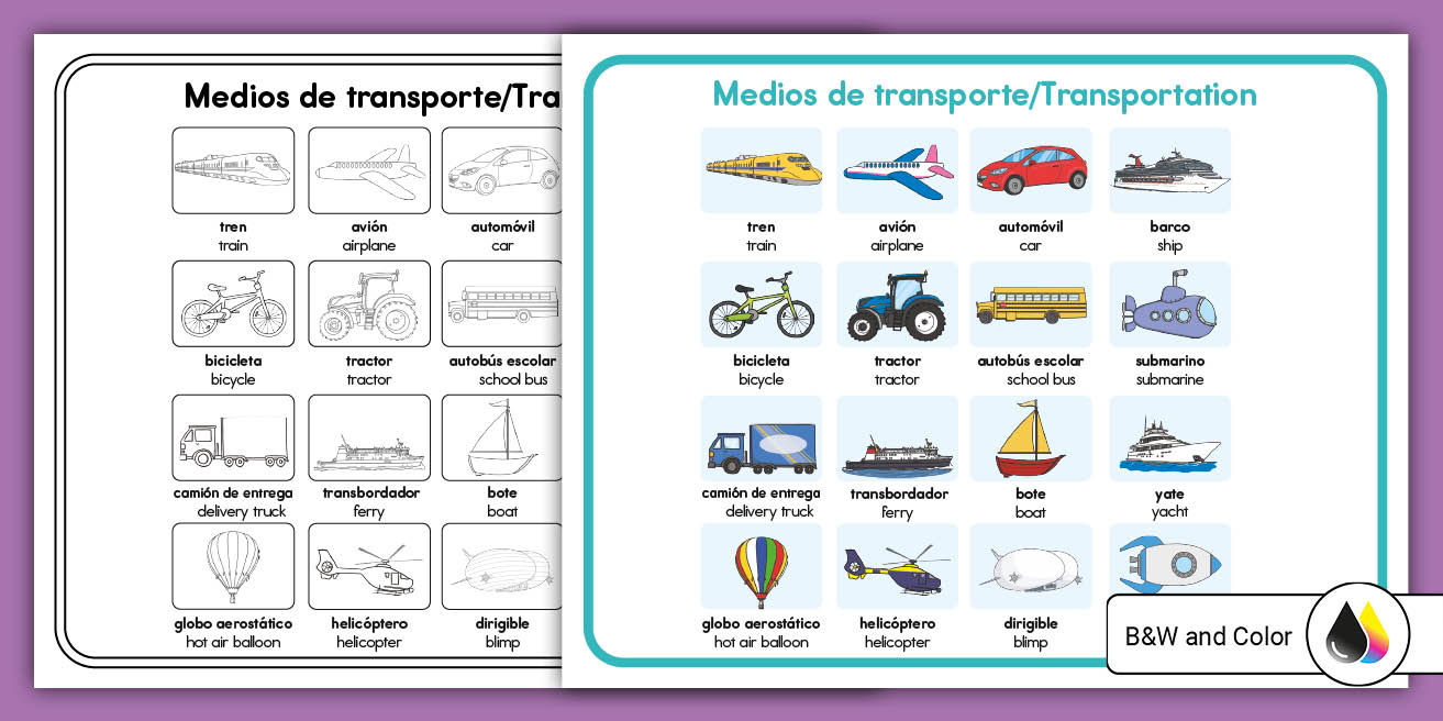 Transportation Word Mat in Spanish/English | Twinkl USA