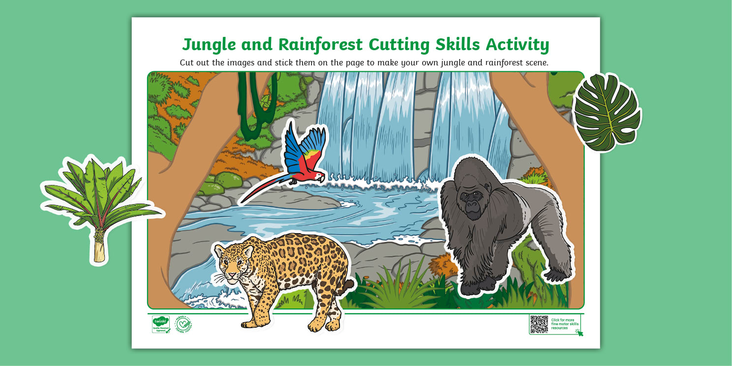 Jungle and Rainforest Cutting Skills Activity
