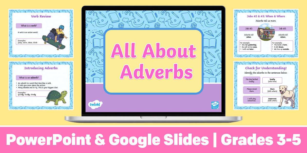 All About Adverbs PowerPoint & Google Slides for 3rd-5th Grade