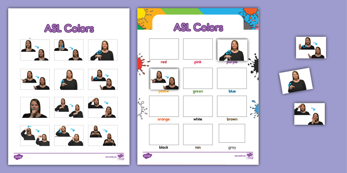 ASL Colors Cut and Paste Worksheet