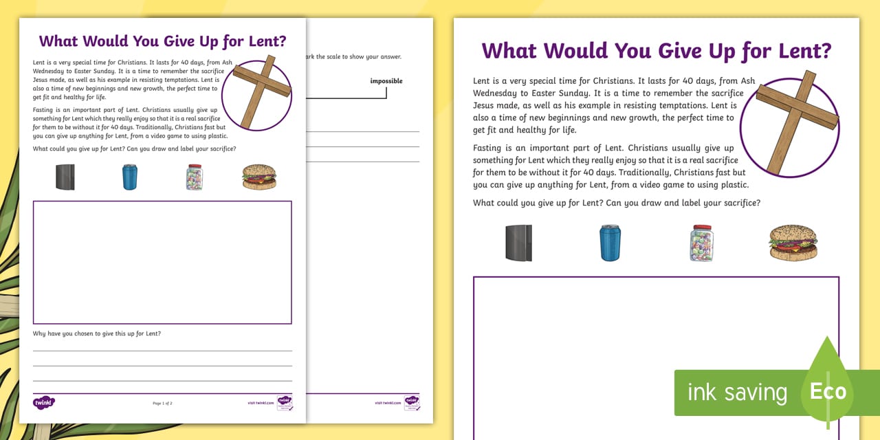 What Would You Give Up for Lent | Lent Activities KS2