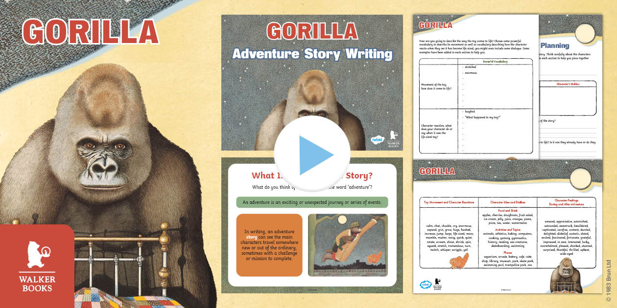 Gorilla: Adventure Story Writing Activity Pack