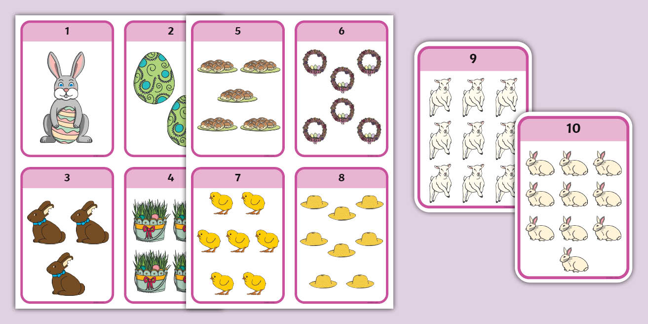 Easter Themed 1-10 Flashcards
