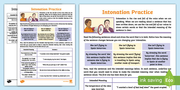 KS2 Intonation Practice Worksheet