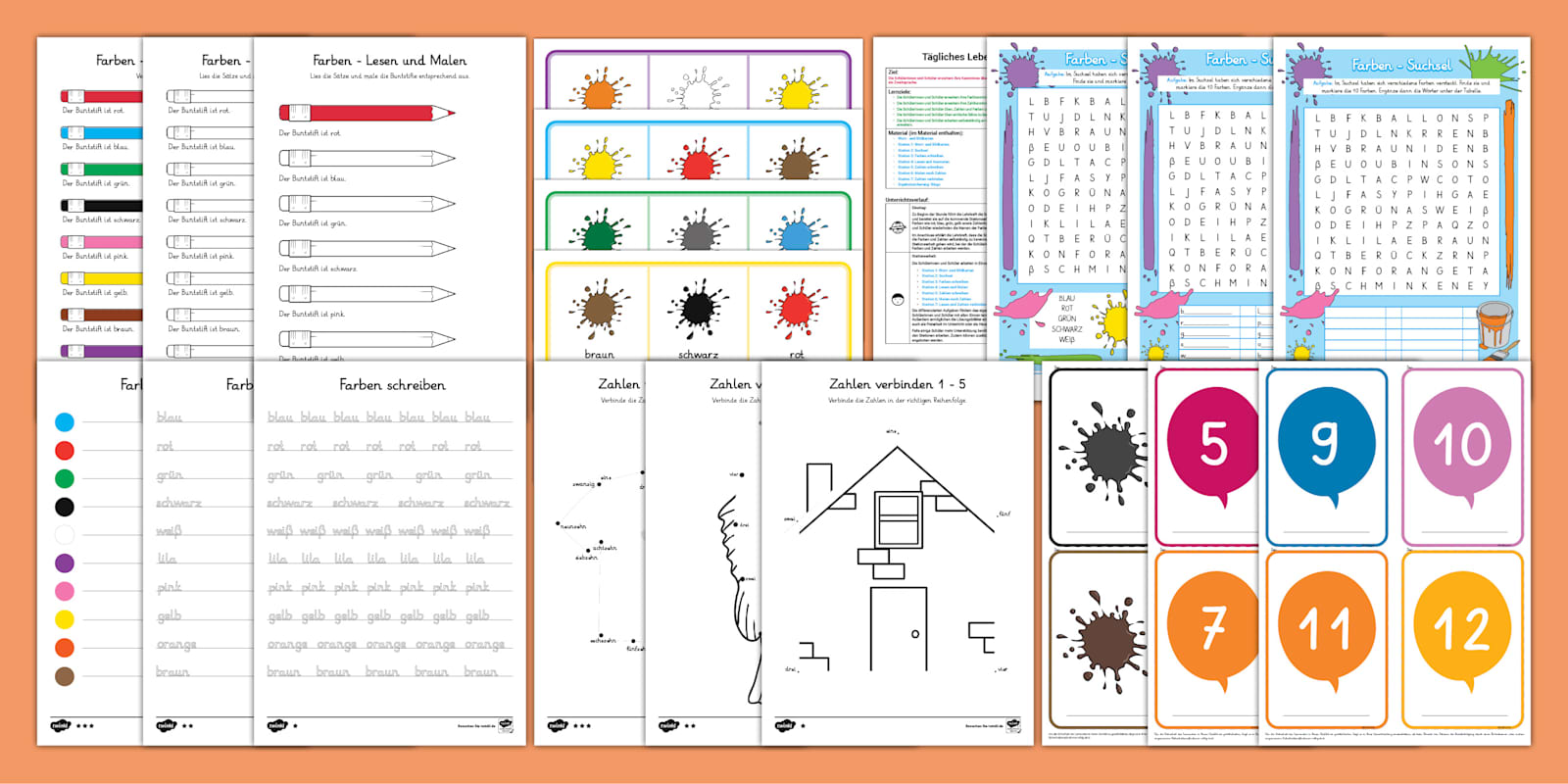 DaZ - Tägliches Leben: Zahlen und Farben: 2. Stunde - Materialienbündel