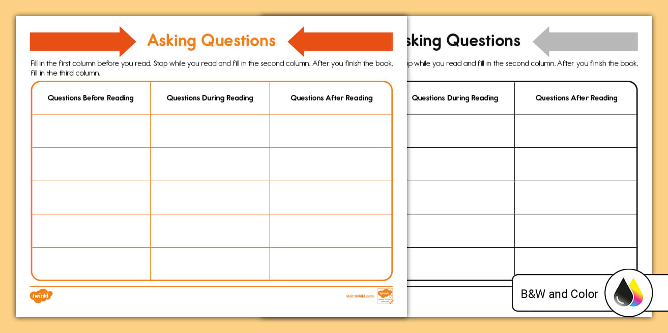 Asking Questions Graphic Organizer