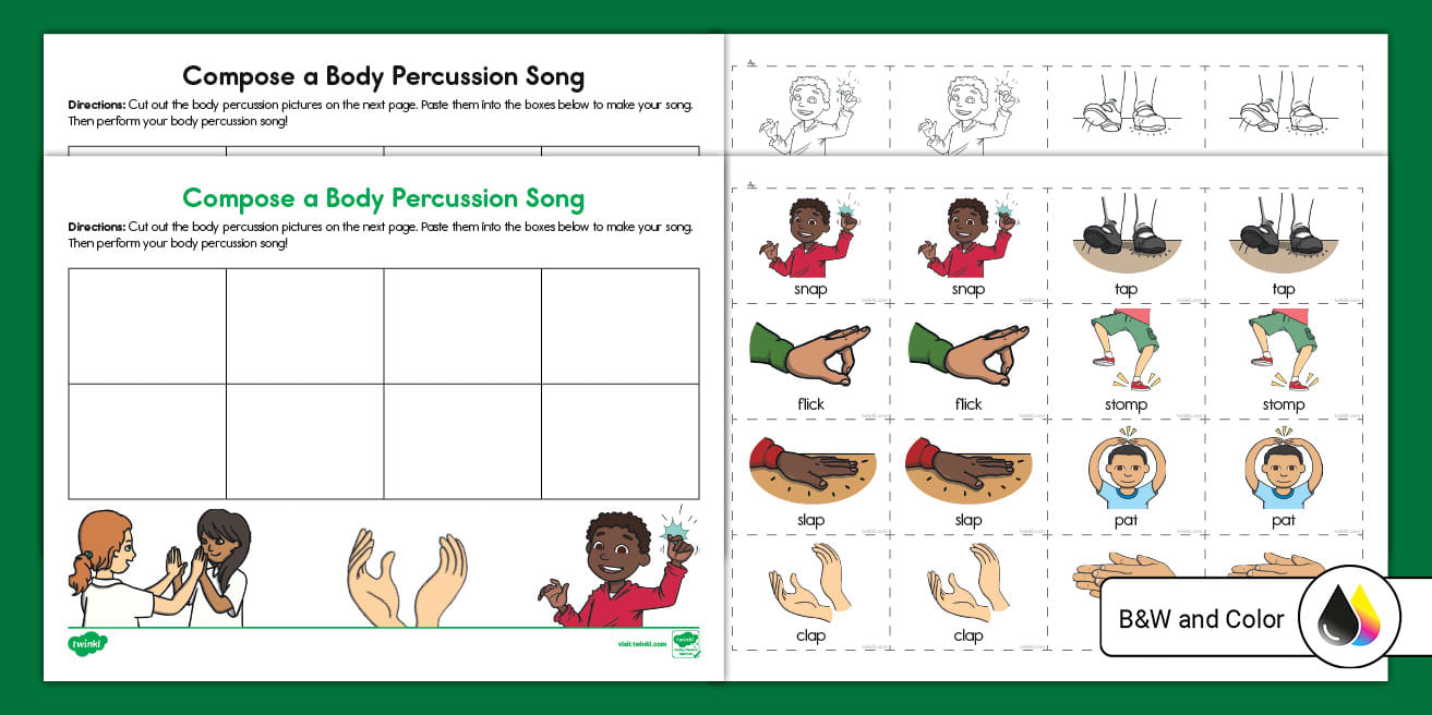 Compose a Body Percussion Song Cut and Paste Worksheet