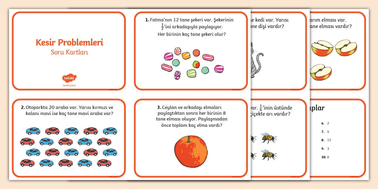 Kesir Problemleri Soru Kartları