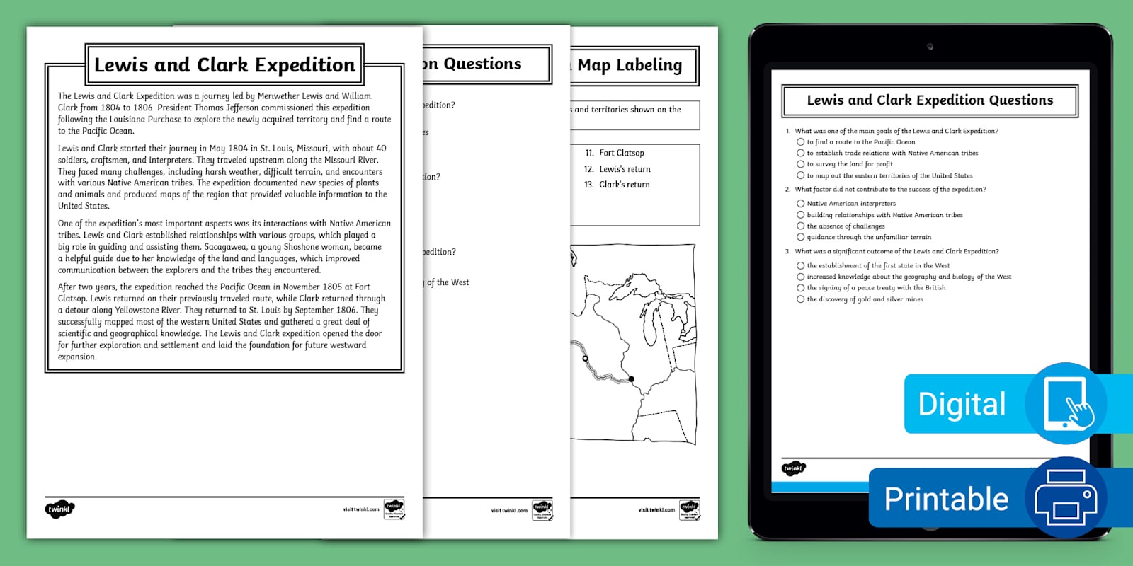 Map of Lewis and Clark Expedition | History | Twinkl USA