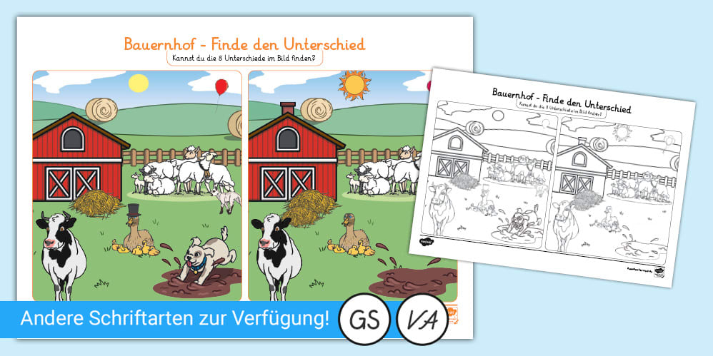 Finde den Unterschied - Bauernhof - Suchbild