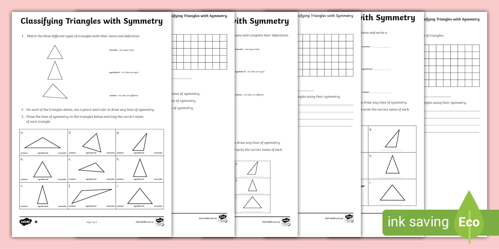 Classifying Triangles with Symmetry Differentiated Worksheet