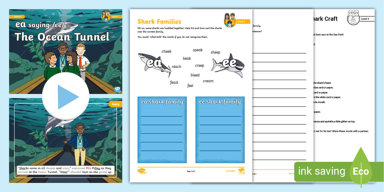 'ea' saying /ee/ Lesson Pack - Level 5, Week 4, Lesson 3, Activity Pack