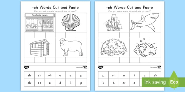 -sh Digraphs Cut and Paste Worksheet