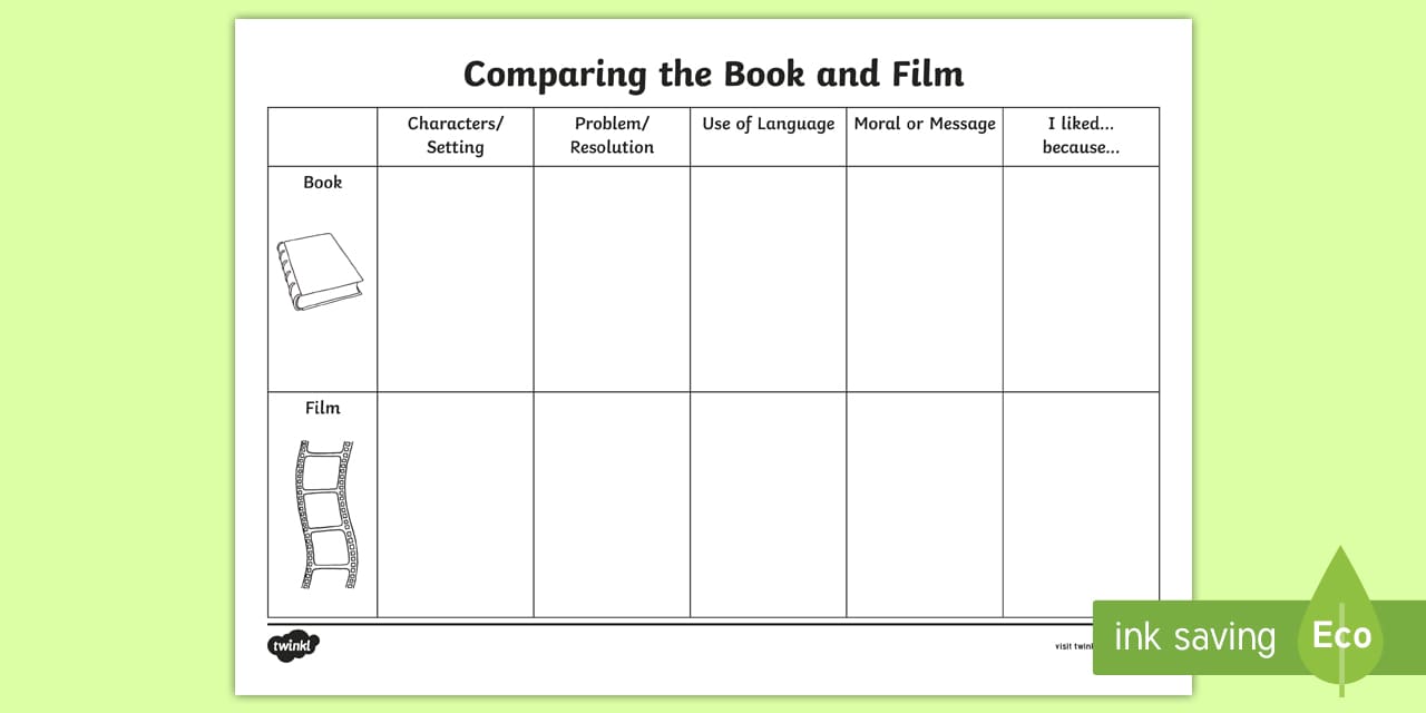 Book and Movie Comparison Worksheet