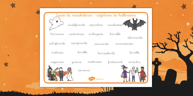 Tapiz de vocabulario Adjetivos de halloween