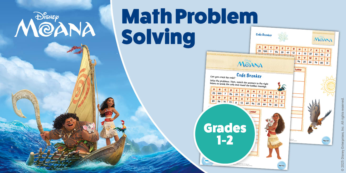 Moana: Math Codebreaker for 1st-2nd Grade
