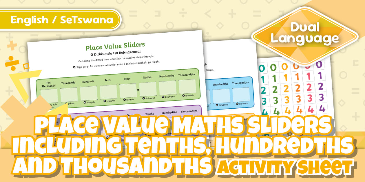 Grade 7 Maths - Term 1 - Place Value Maths Sliders Including Tenths ...