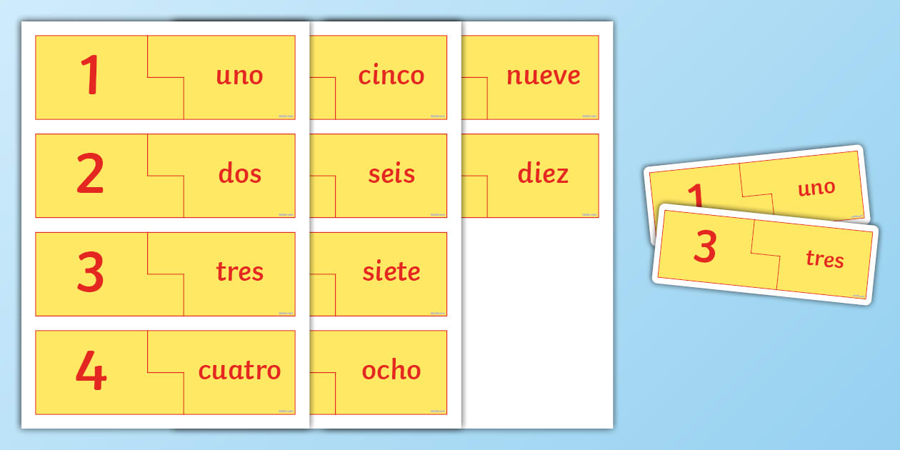 Spanish Numbers 1-10 Counting Matching Puzzle