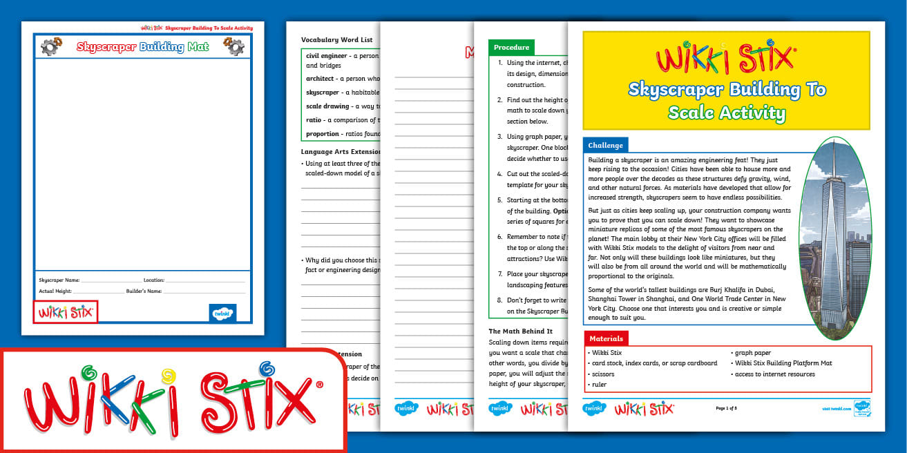 Wikki Stix Skyscraper Building to Scale Worksheet