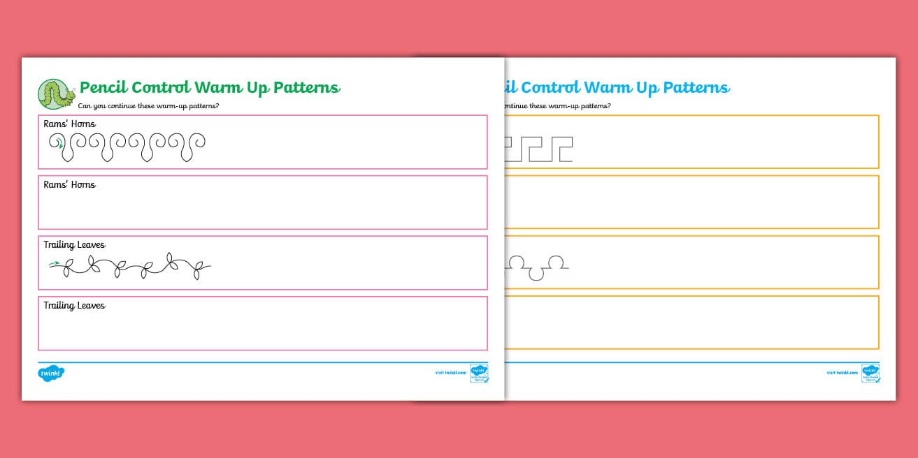 KS2 Continuous Cursive Warm Up Pencil Control Patterns Activity Sheets