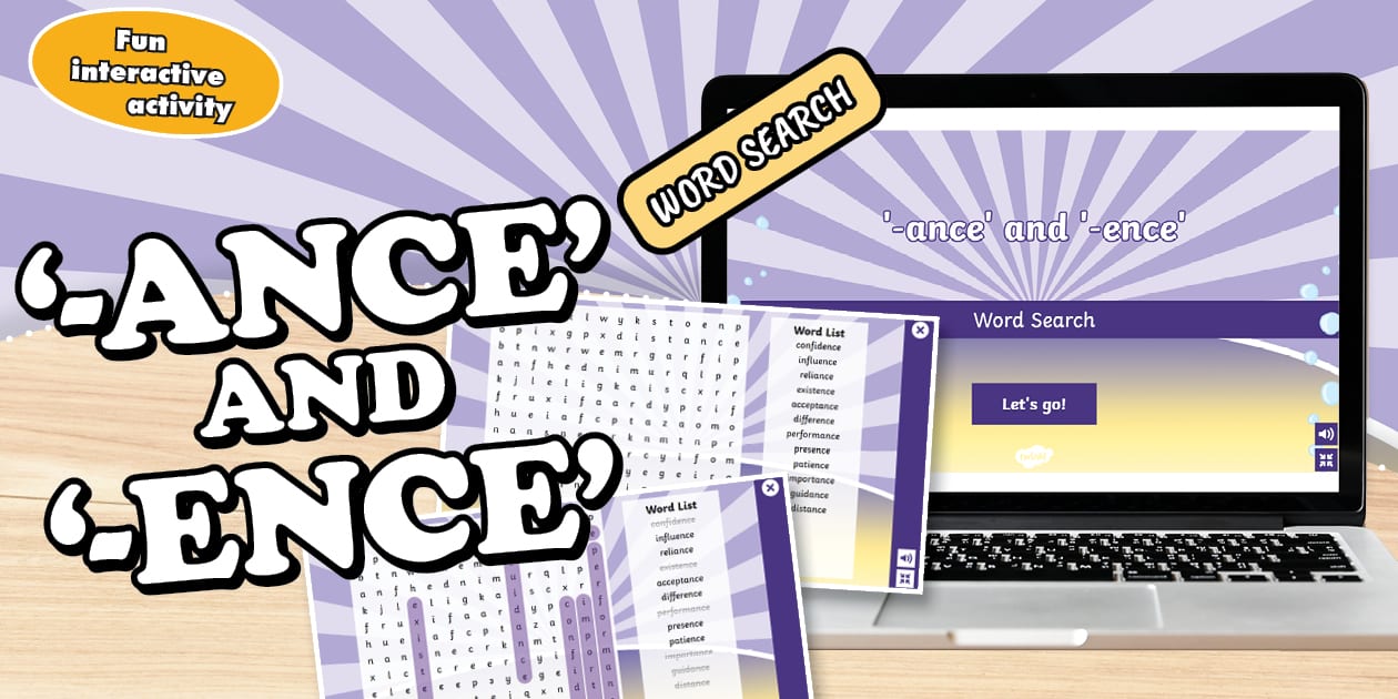 '-ance' and '-ence' Interactive Word Search
