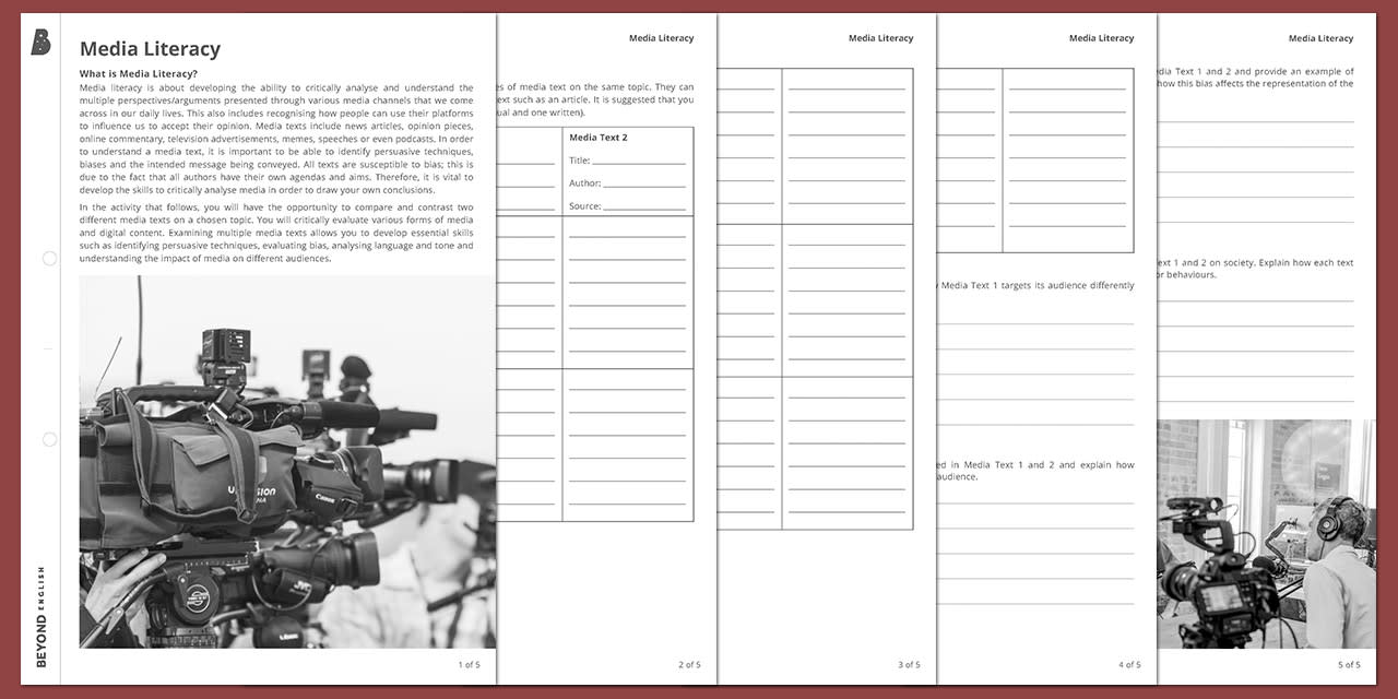 Media Literacy Worksheet