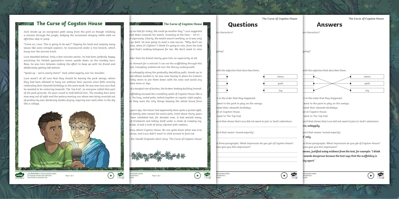 The Curse of Cogston House Differentiated Reading Comprehension Activity