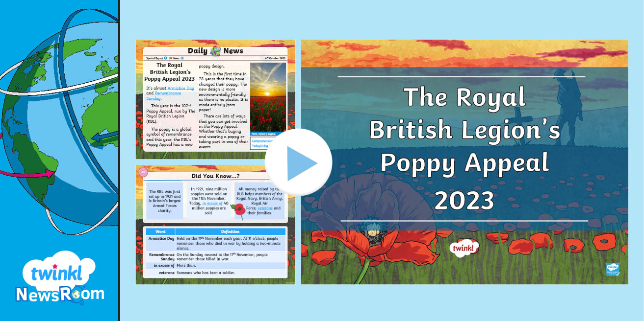 Poppy Appeal 2023 Daily News PowerPoint (ages 7-11)