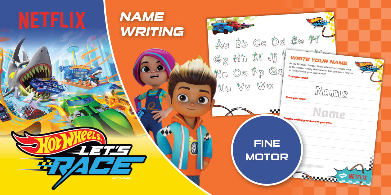 Hot Wheels: Editable Name Writing Practice Worksheet and Alphabet ...
