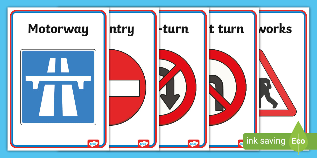 Motorway Road Signs Display Posters