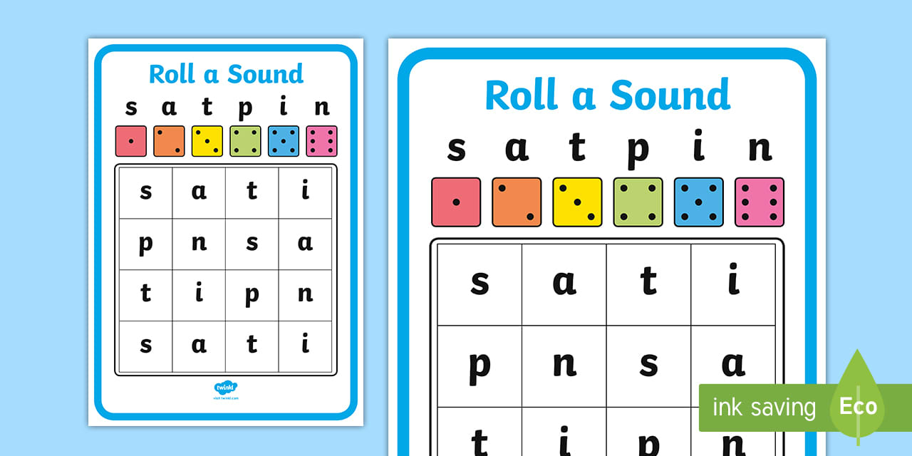 Roll a Sound Activity Mat Phase 2 s, a, t, p, i, n