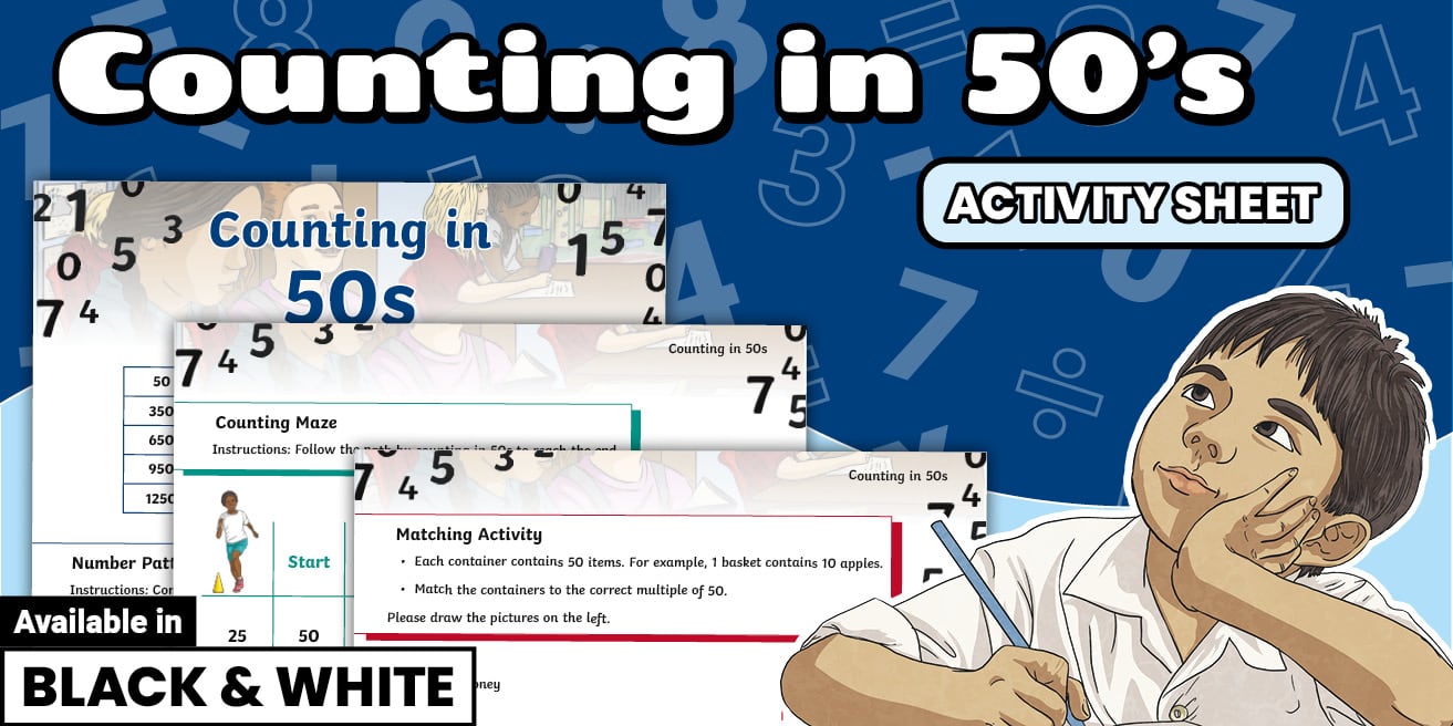 Grade 3 Maths - Term 2 - Counting - Worksheets: Counting to 50 (CAPS ...