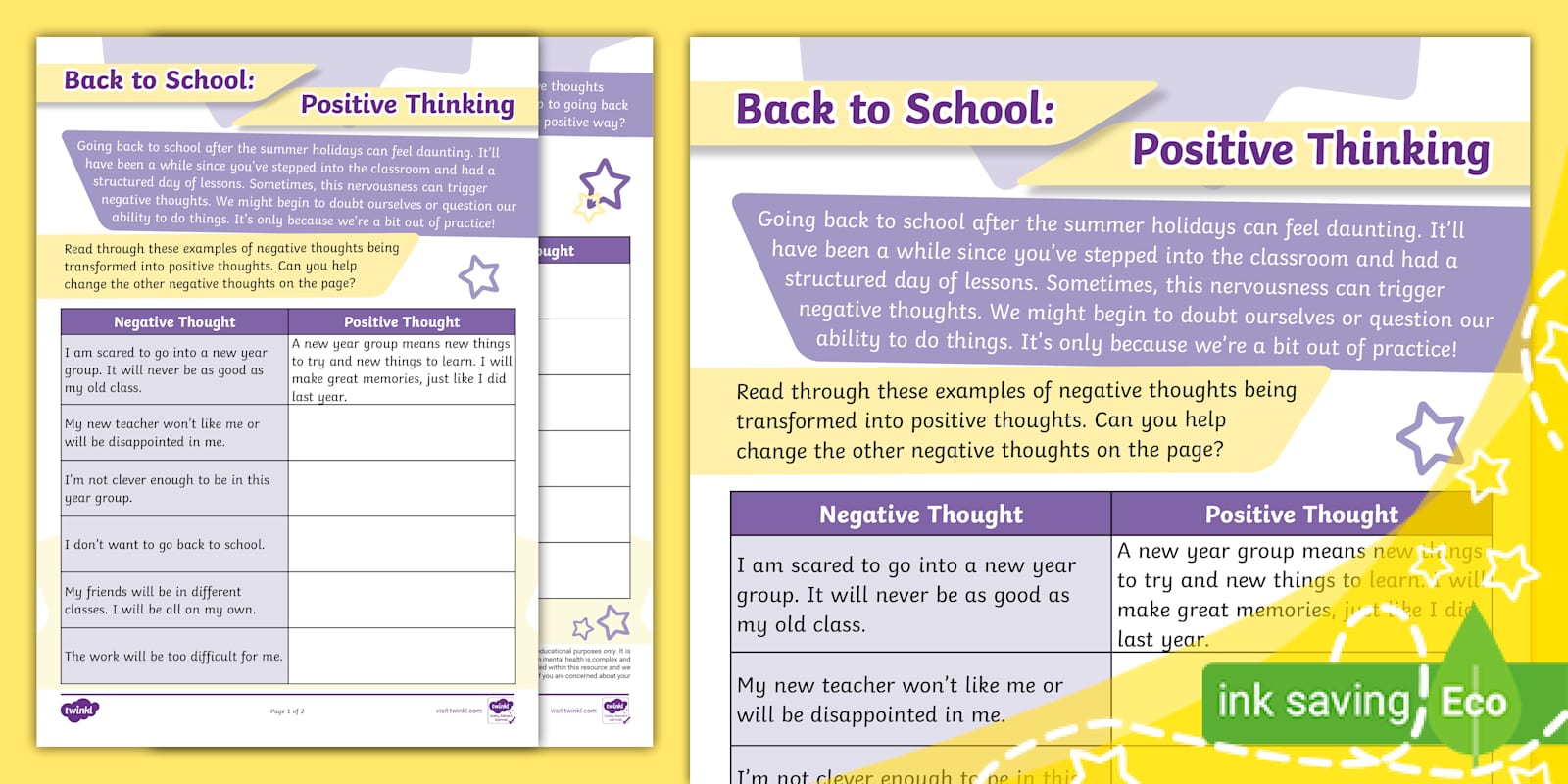 Back to School: Examples of Positive Thinking