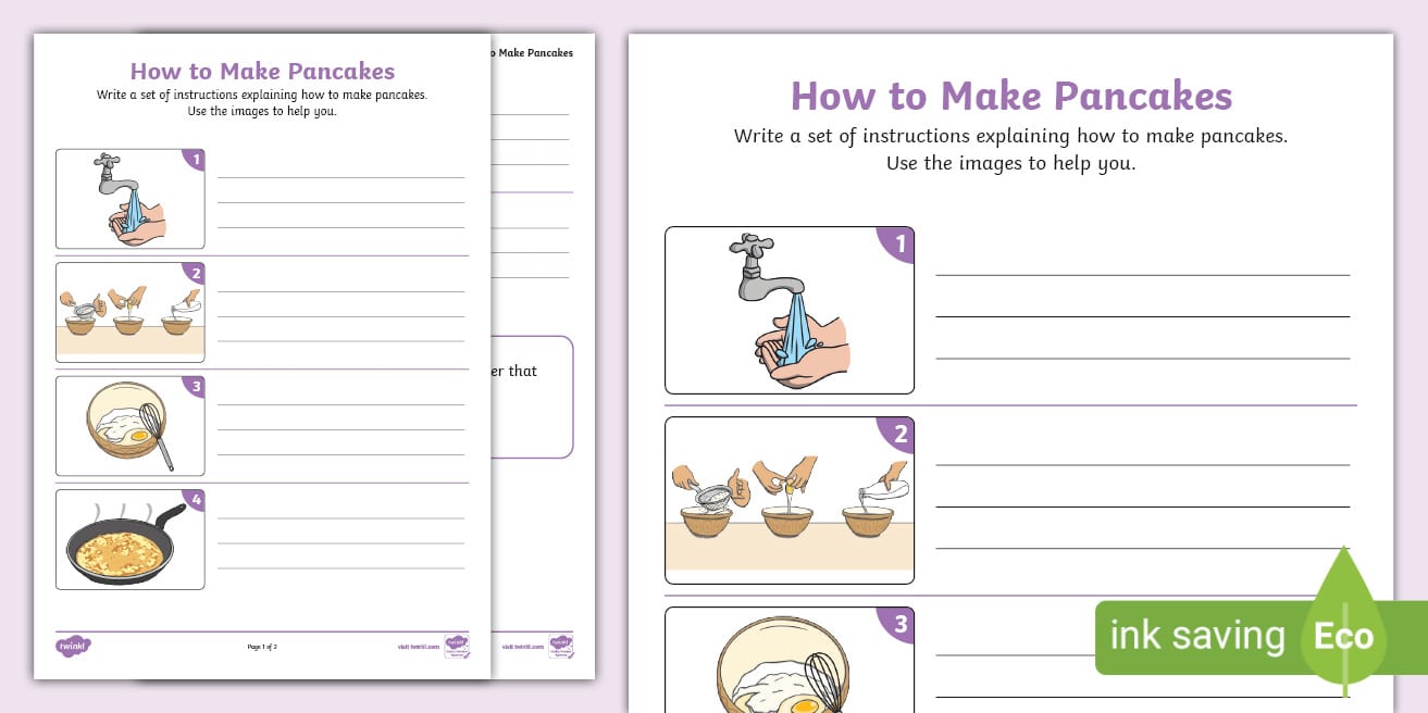 Making Pancakes Instruction Writing Template