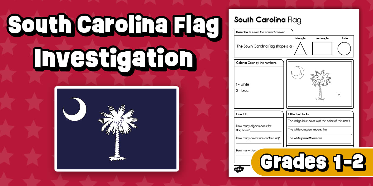South Carolina Flag Investigation Worksheet for 1st-2nd Grade