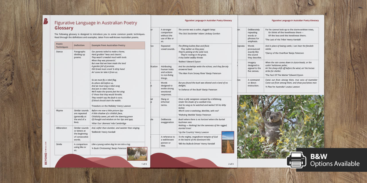 Figurative Language in Australian Poetry Glossary