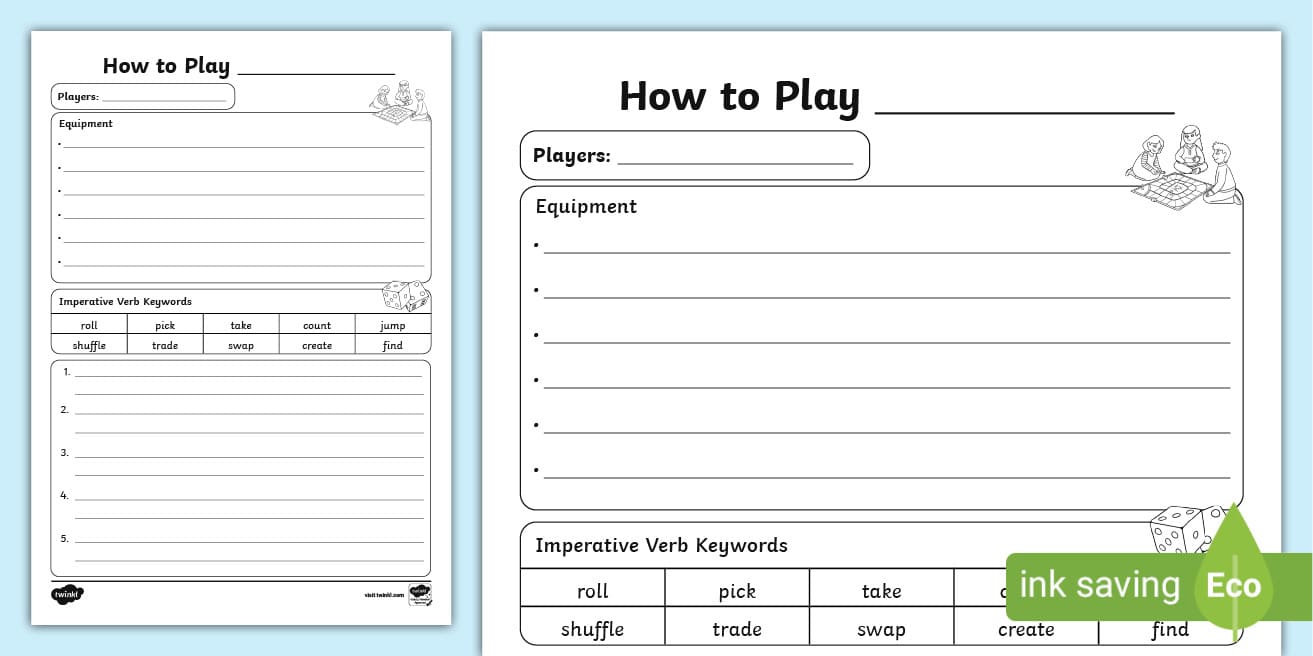 How to Play a Game Instructions Writing Frame