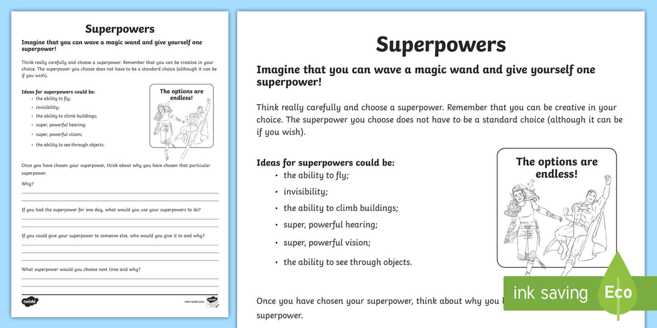 Superpowers Worksheet
