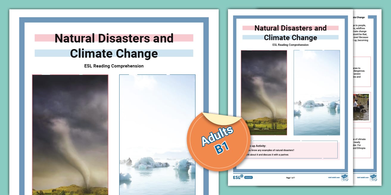 ESL Natural Disasters and Climate Change Reading Comprehension [Adults, B1]