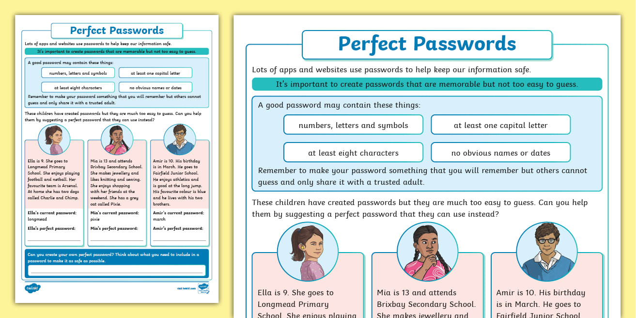 Perfect Passwords Worksheet