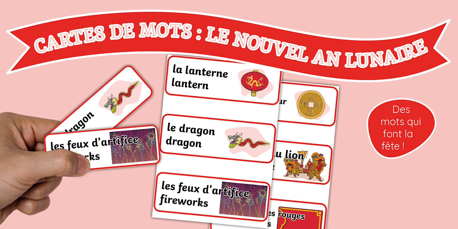 Cartes de mots : Le Nouvel An lunaire – français et anglais