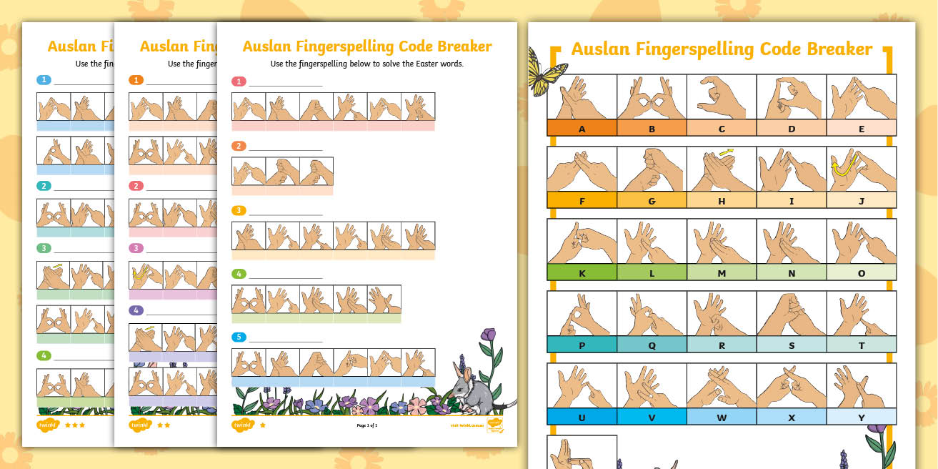 Auslan Easter Fingerspelling Code Breaker