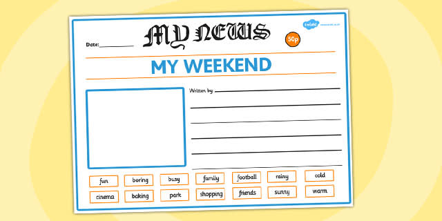 My Weekend Newspaper Writing Template
